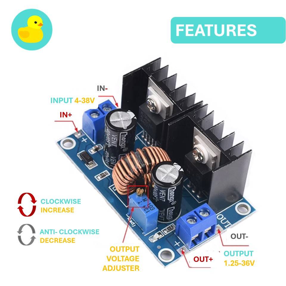 XL4016E1 8A Adjustable Step Down Buck Voltage Regulator Module